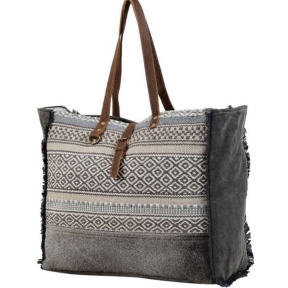 Myra Bag | Bags | Myra Hairon Rhombus Weekender Bag Canvas Leather ...